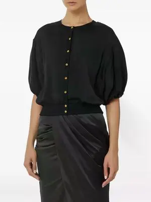 Elisabetta Franchi Jewel-button Puffed-sleeve Cardigan