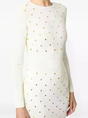 Elisabetta Franchi Diamond-pattern Button Mini Dress