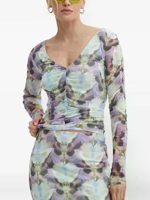 RÉSUMÉ Floral Print Ruched Long-sleeve Top