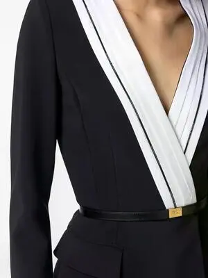 Elisabetta Franchi Pleated Logo-piping Jacket
