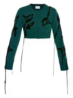 Erdem Floral-appliqué Cardigan - Green