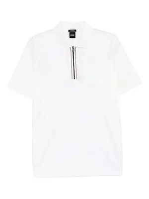 BOSS Zip-up Polo Shirt - White