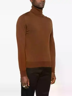 Alpha Studio Roll-neck Long-sleeved Sweater - Brown