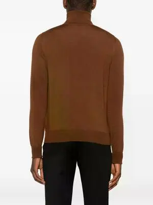 Alpha Studio Roll-neck Long-sleeved Sweater - Brown
