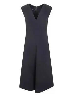 Emporio Armani V-neck Ribbed Dress - Black