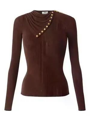 Elisabetta Franchi Draped Button Cupro Top