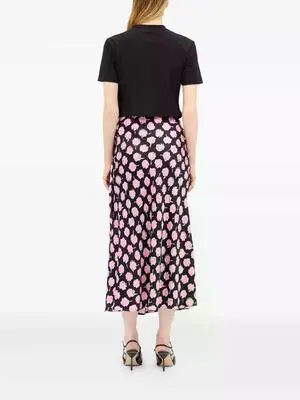 MSGM Floral-print Wrap-effect Midi Skirt