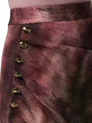 Elisabetta Franchi Draped Python-print Skirt With Jewel Buttons