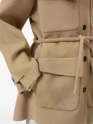 Closed Belted Patch-pocket Wool Coat