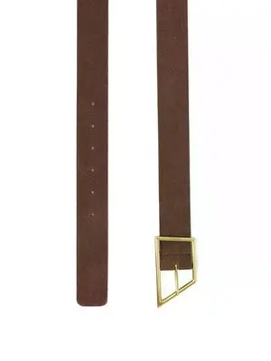 Closed Geometric Buckle Suede Belt