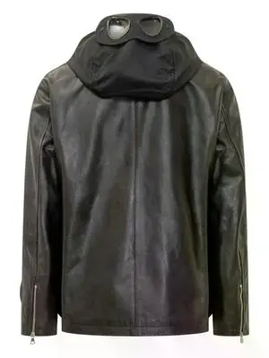 Buy C.P. COMPANY Hooded Leather Jacket - Black At 9% Off