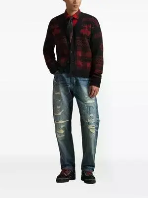 Polo Ralph Lauren Moose Motif Check Cardigan