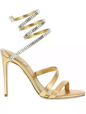 Rene Caovilla 100mm Crystal-embellished Sandals - Gold
