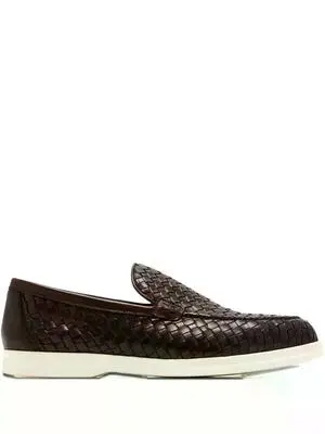 DOUCAL'S Woven Leather Loafers - Brown