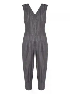 Issey Miyake Zip Pleated Jumpsuit - Grey