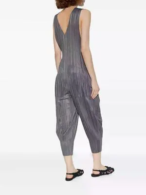 Issey Miyake Zip Pleated Jumpsuit - Grey