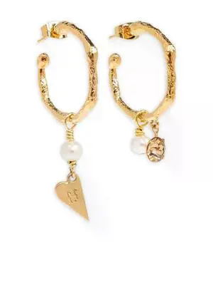 FORTE_FORTE Heart-charm Hoop Earrings