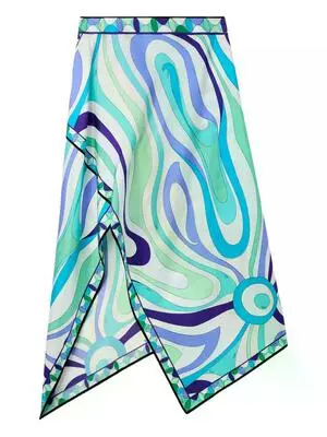 Emilio Pucci Marmo-print Asymmetrical Midi Skirt - Green