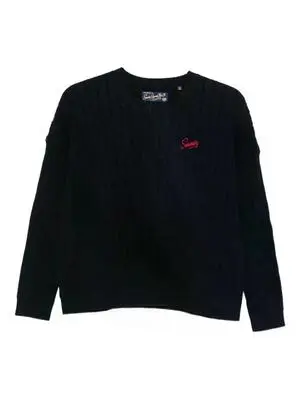 Superdry Logo-embroidered Cable-knit Sweater