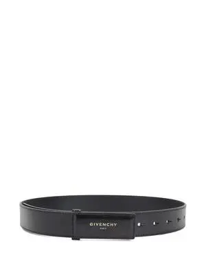 Givenchy Leather Belt With Logo Plaque - Black