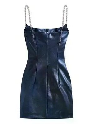 AREA Crystal-strap Metallic Mini Dress - Blue