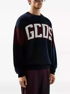 Gcds Striped Logo-detail Sweater - Blue