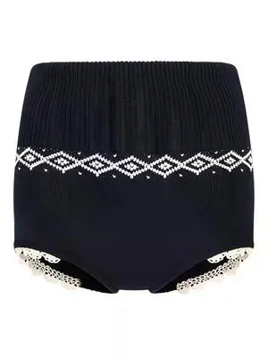 Magda Butrym Geometric-print Ribbed Knit Shorts - Blue