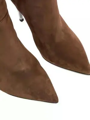 Casadei 100mm Metallic-heel Suede Over-the-knee Boots - Brown