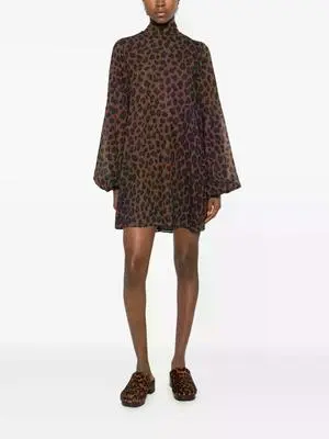 SIMONMILLER Leopard-print High-neck Mini Dress