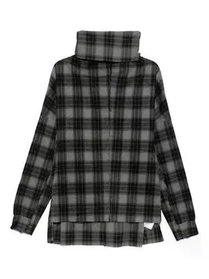 INDIVIDUAL SENTIMENTS Roll-neck Plaid Sweatshirt