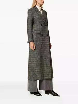 TWINSET Checked Double-breasted Coat - Black