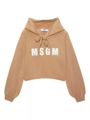 MSGM Cable Knit Hooded Sweater