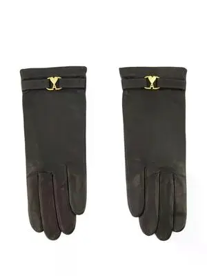 Ami Heart-buckle Leather Gloves - Black