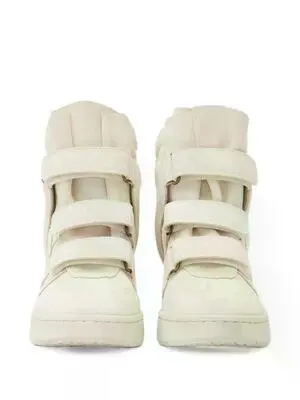 Isabel Marant Étoile High-top Wedge Sneakers With Touch Straps - Neutrals