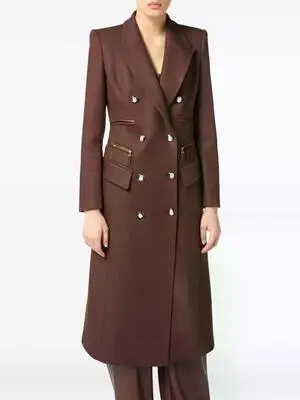 Elisabetta Franchi Enamelled-button Double-breasted Coat