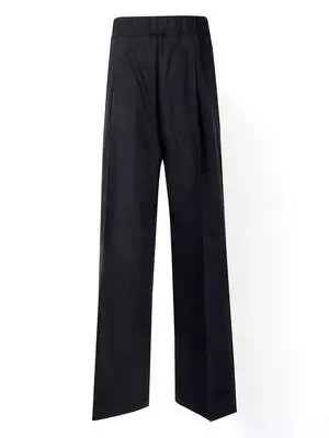 SEMICOUTURE Pleat-detail Wide Leg Trousers - Black