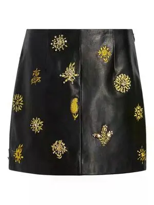 Cinq À Sept Embellished Leather Skirt - Black