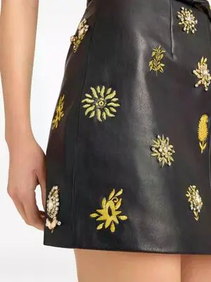 Cinq À Sept Embellished Leather Skirt