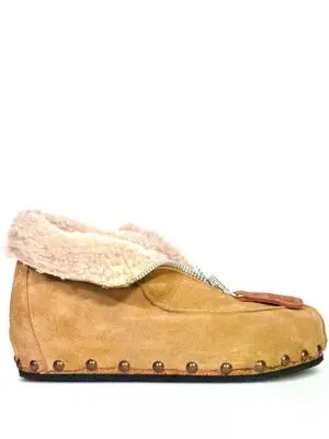 MAGLIANO Leather Boots With Shearling Trim