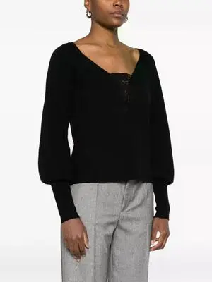 TWINSET Lace-detail Puff-sleeve Sweater