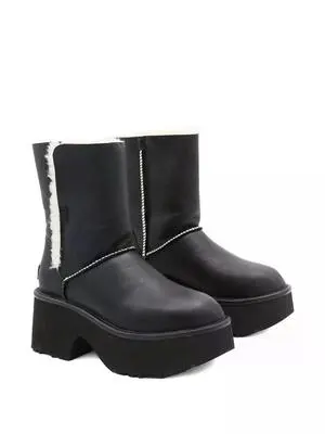 UGG Platform Fur-trim Leather Boots