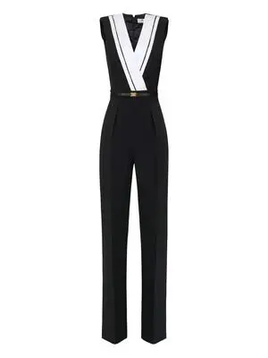 Elisabetta Franchi Pleated Logo Jumpsuit - Black