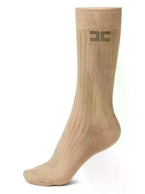 Elisabetta Franchi Logo-detail Ribbed Socks - Neutrals