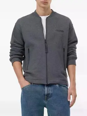 Closed Zip-front Cotton Sweater