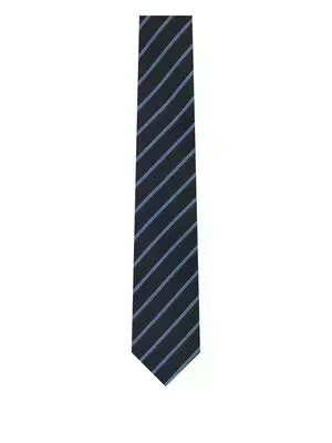 Zegna Striped Mulberry Silk Tie - Blue
