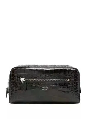 TOM FORD Embossed Leather Messenger Bag - Black
