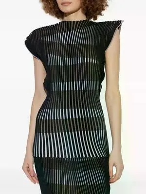 Issey Miyake Striped Pleated Top