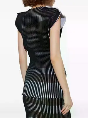 Issey Miyake Striped Pleated Top