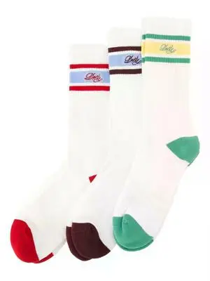Drole De Monsieur Striped Socks Pack Of Three - White
