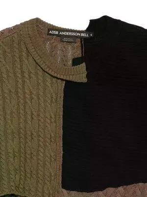 Andersson Bell Cable-knit Patchwork Sweater - Green